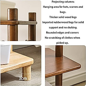 Free Standing Garment Rack with top Shelf and Shoe Clothing Storage Organizer Shelves Wardrobe Closet Organizer 100% natura rubber wood Garment Coat Hanging Heavy Duty Rack for Entryway Bed Room