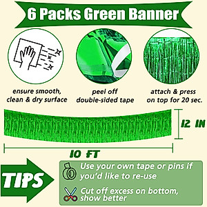 6 Pack 10 Feet Foil Fringe Garland Metallic Tinsel Banner Wall Hanging Curtain Streamers Backdrop for Parade Floats Bachelorette Wedding Birthday Party Thanksgiving Christmas Decorations(Green)