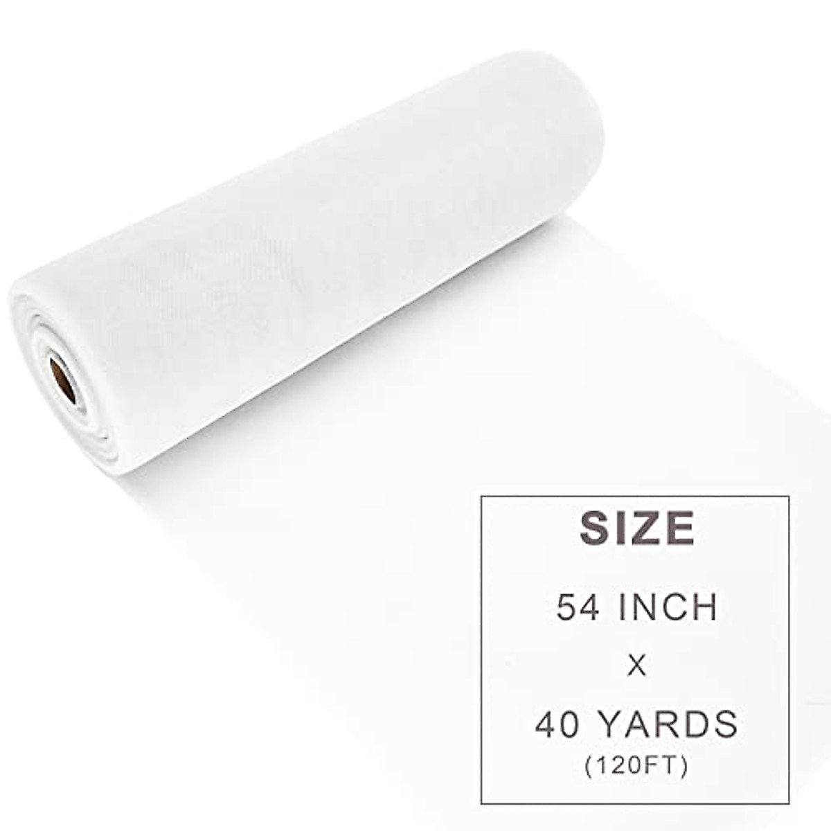 White Tulle Fabric Roll Spool Bolt (54 Inch by 40 Yards) Large Tulle Wedding Party Decoration, Tutu Skirt, Table Runner, Gift Wrapping, Bridal Shower, Soft & Drape (White)