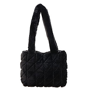 Shoulder Bags for Women Plush Tote Underarm Bags Soft Fluffy Casual Shoulder Handbags