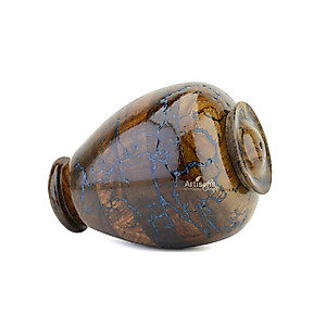 Handmade Rosewood Cremation Urn for Human Ashes Adults Male Female – Lichtenburg Figure Resin Burial Funeral Round Keepsake Memorial Urns (Blue Resin, Medium Ashes Holding Capacity 120 Cubic Inches)