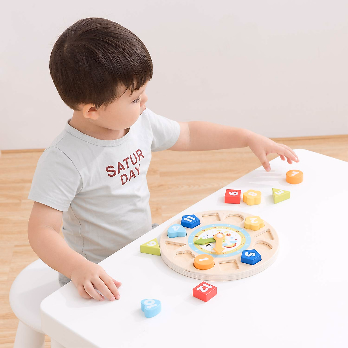 New Classic Toys Wooden Multi Clock Puzzle for Toddlers 2 Years and Up Educational Toys and Color Perception Toy for Preschool Age Toddlers Boys Girls