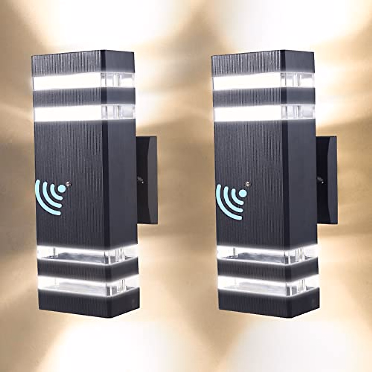 Dusk to Dawn Outdoor Wall Lights Fixture 2 Pack Up and Down Porch Lights Modern Exterior Light Fixtures IP65 3000K Warm White Aluminum Housing for Front Porch, Patio, Garage (Include GU10 Bulbs)