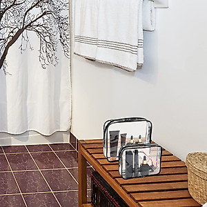 15 Pcs Clear Makeup Bags Toiletry Bag with Zipper Handle PVC Waterproof Cosmetic Bags Set Transparent Travel Pouch Clear Makeup Organizer for Travel Airport Business, 3 Sizes