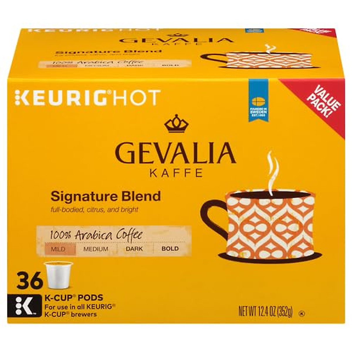 Gevalia Signature Blend Mild Roast K-Cup Coffee Pods (36 Pods)