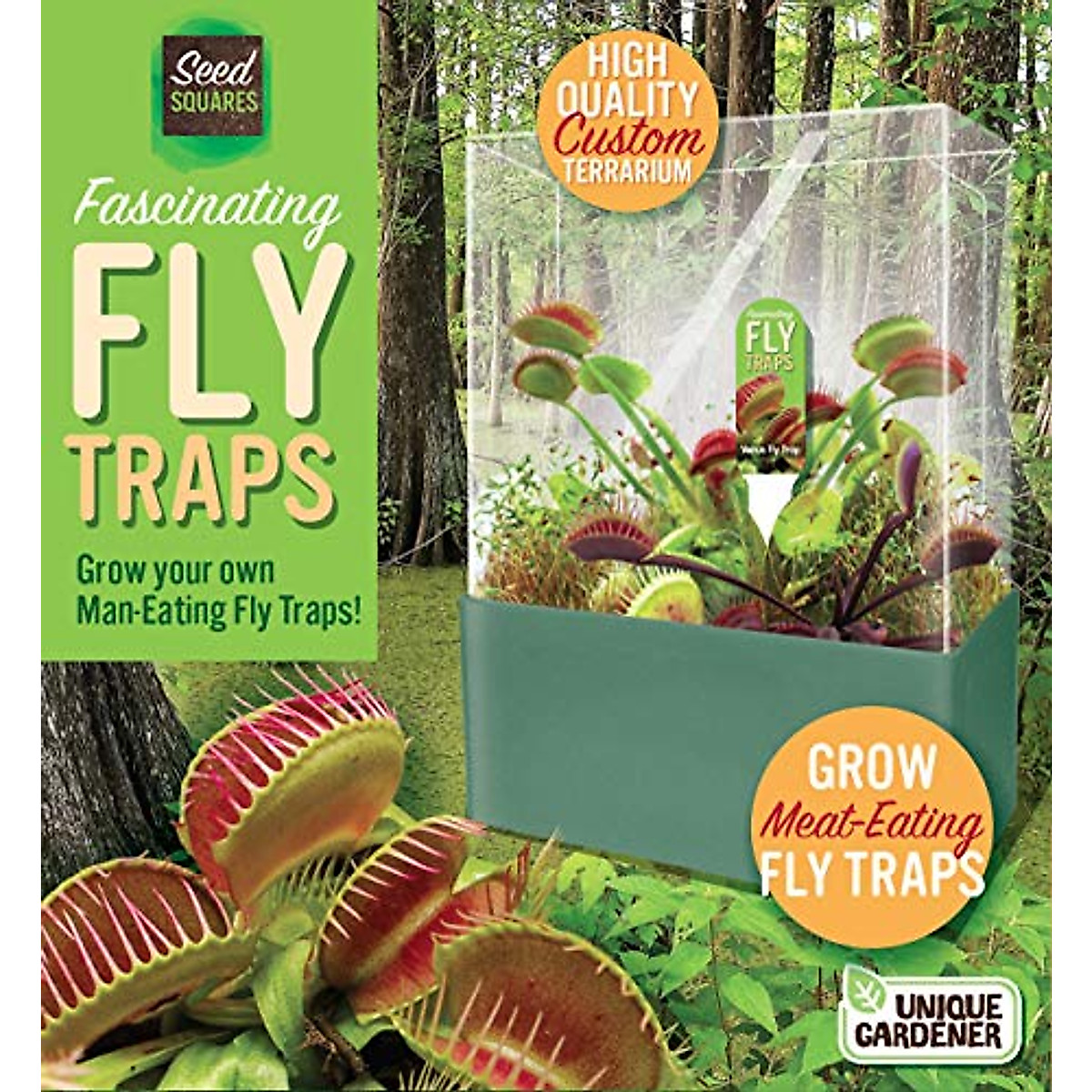 Unique Gardener Grow Your Own Venus Fly Trap - Complete Kids Terrarium Kit to Plant Fascinating Man Eating Fly Traps - Includes Everything Needed to Get Started
