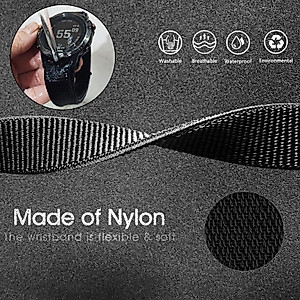 Abanen Hook and Loop Quick Dry Watch Band for Fenix 6/5/7/EPIX 2, 22mm Woven Nylon Ultralight Sport Wristband Strap for Garmin Fenix 6 Pro/Sapphire,Instinct,Forerunner 955 (Black Green)