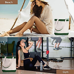 CUSTOMIZE123 Canvas Tote Bag with Handles for Woman, Reusable Cloth Bag for Groceries and Shopping - Blank Cotton Tote Bag, Suitable for DIY Projects – HEAVY DUTY – 16" X 14.5" With 4” Gusset, Green