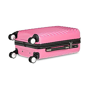 Amazon Basics Geometric Travel Luggage Expandable Suitcase Spinner with Wheels and Built-In TSA Lock, 21.7-Inch - Pink