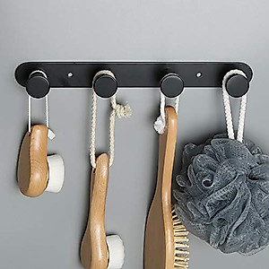 Alise Bathroom Towel Hook Towel Robe Coat Rack/Rail with 4 Hooks,Wall Drilling or Super Glue Mount,GYT1000B-4 SUS304 Stainless Steel Matte Black Finish