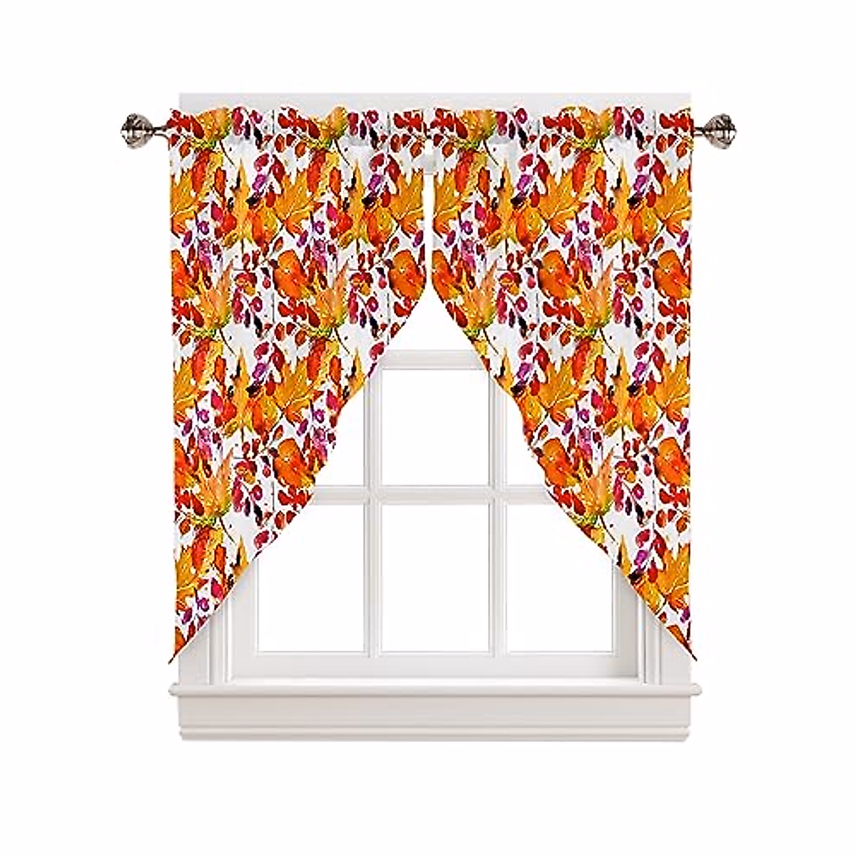 CyCoShower Window Topper Curtains,Christmas Gold Snowflakes Green Red White Stripes Winter Window Swag Valances Rod Pocket Short Kitchen Curtain Valance for Bedroom Living Room Cafe 36"x63"-2pcs