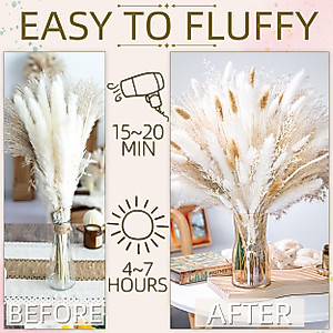 95 PCS Pampas Grass Decor Natural Dried Flowers | Boho Dried Floral Arrangement Centerpiece Table Decor Wedding Decor Rustic Decor (95PCS)
