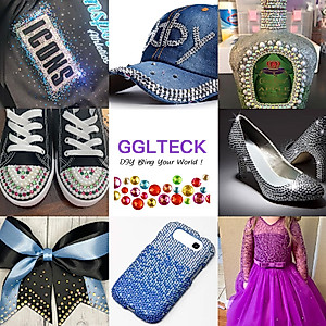 GLTECK Hotfix Applicator, Bedazzler Kit with 5784 PCS Rhinestones for Crafts, DIY Hot Fix Rhinestone Applicator Wand Setter Tool with 7 Tips, 6 Pattern Templates, Gloves, Tweezers & Cleaning Brush