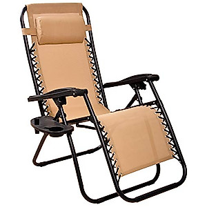 Elevon Adjustable Zero Gravity Lounge Chair Recliners for Patio, Beige, 2-Pack