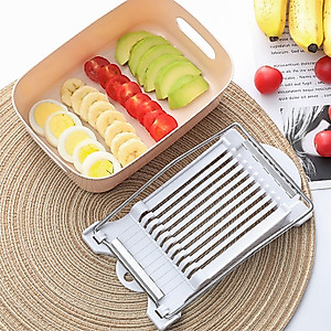 Egg slicer Luncheon Meat Slicer,Egg slicer for hard boiled eggs FENGCHEN Spam slicer With 10 Singing Cutting Wires in Stainless Steel