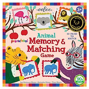 eeBoo: Pre-School Animal Memory and Matching Game, 10 Pairs to Match, Developmental and Educational, Sturdy and Thick Tiles, for Ages 3 and up