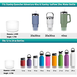 YUNZSXJY Silicone Boot for Stanley Quencher Adventure,2Pcs Protective Boot for Hydroflask Water Bottle 12oz - 40oz,Flex Boot Compatible with All Water Bottles (12-40oz for Stanley, Clear, 2)