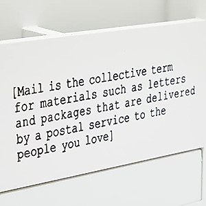 Juvale White Mail Organizer for Desktop, Wooden Mail Sorter Storage Box for Countertop, Home Office, Farmhouse-Style 3-Tier Holder with Drawer for Files, Bills and Letters (11 In)