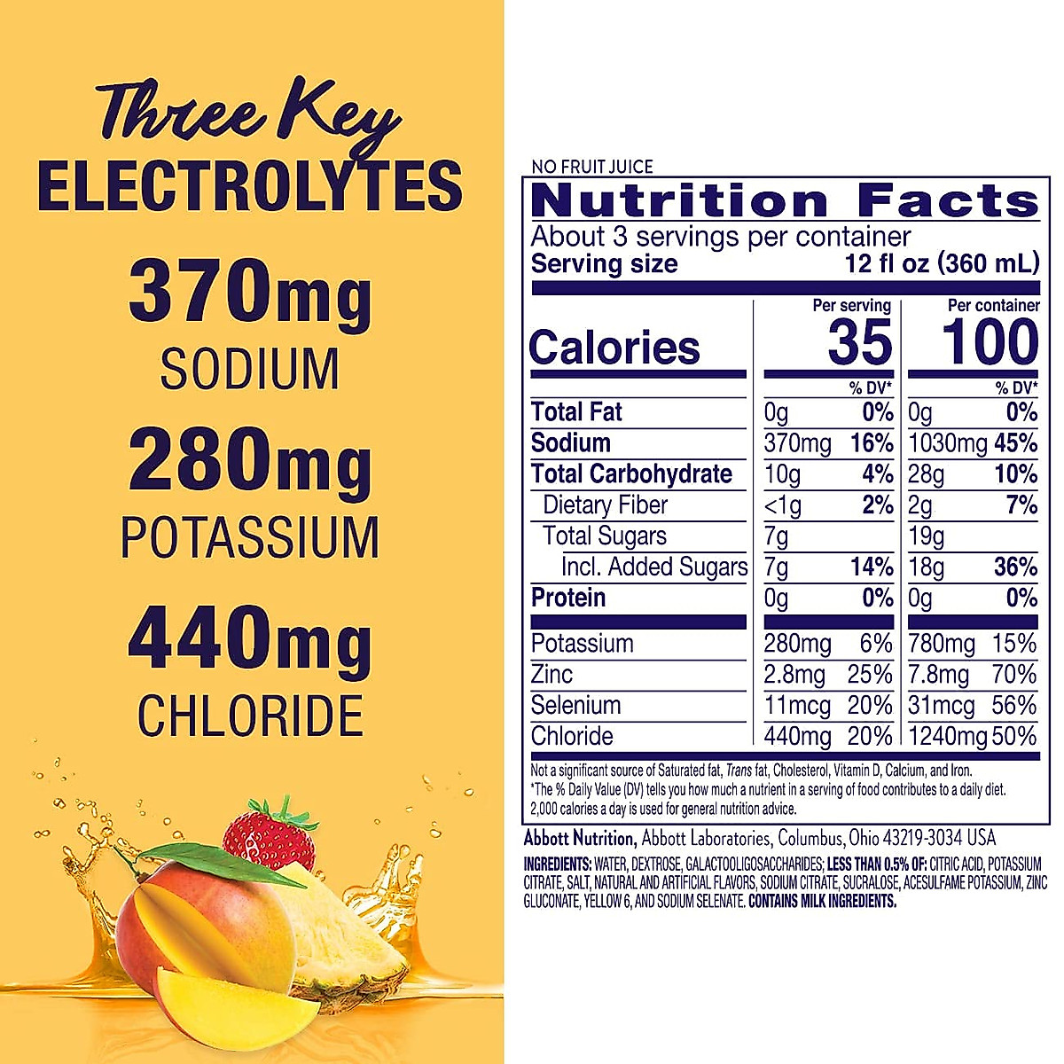 Pedialyte AdvancedCare Tropical Fruit Electrolyte Solution, 33.8 Fl Oz Bottle