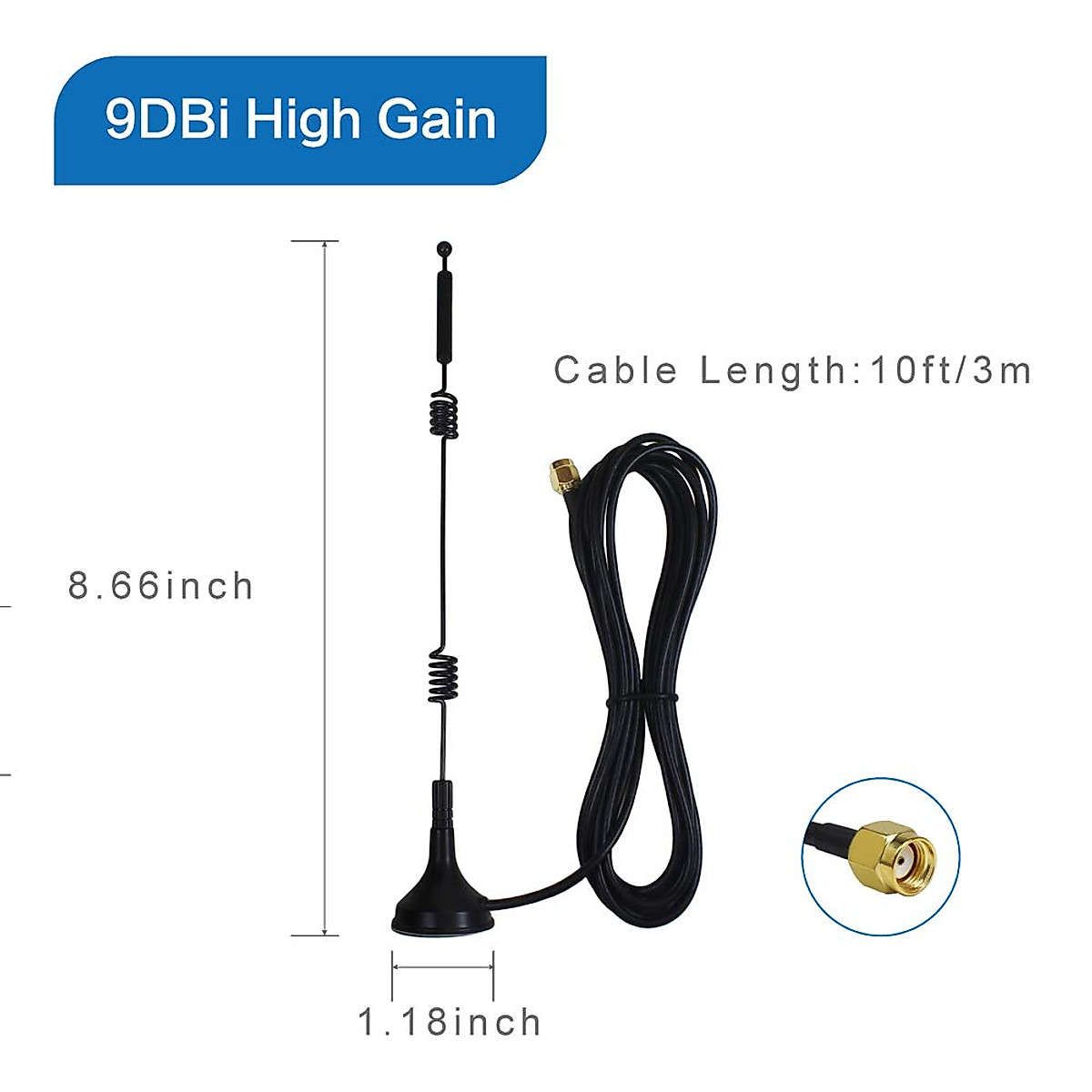 Dual Band Long Range WiFi Antenna (4-Pack), Eifagur 9dbi 2.4GHZ 5GHZ 5.8GHZ RP-SMA Connector with Magnetic Base for IP Camera WiFi Router Computer Network Devices Wireless Range Extender