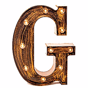 LED Marquee Letter Lights Wall Decoration Vintage Style Light Up 26 Alphabet Letter Signs for Wedding Birthday Party Christmas Home Bar Cafe Initials Decor （G）