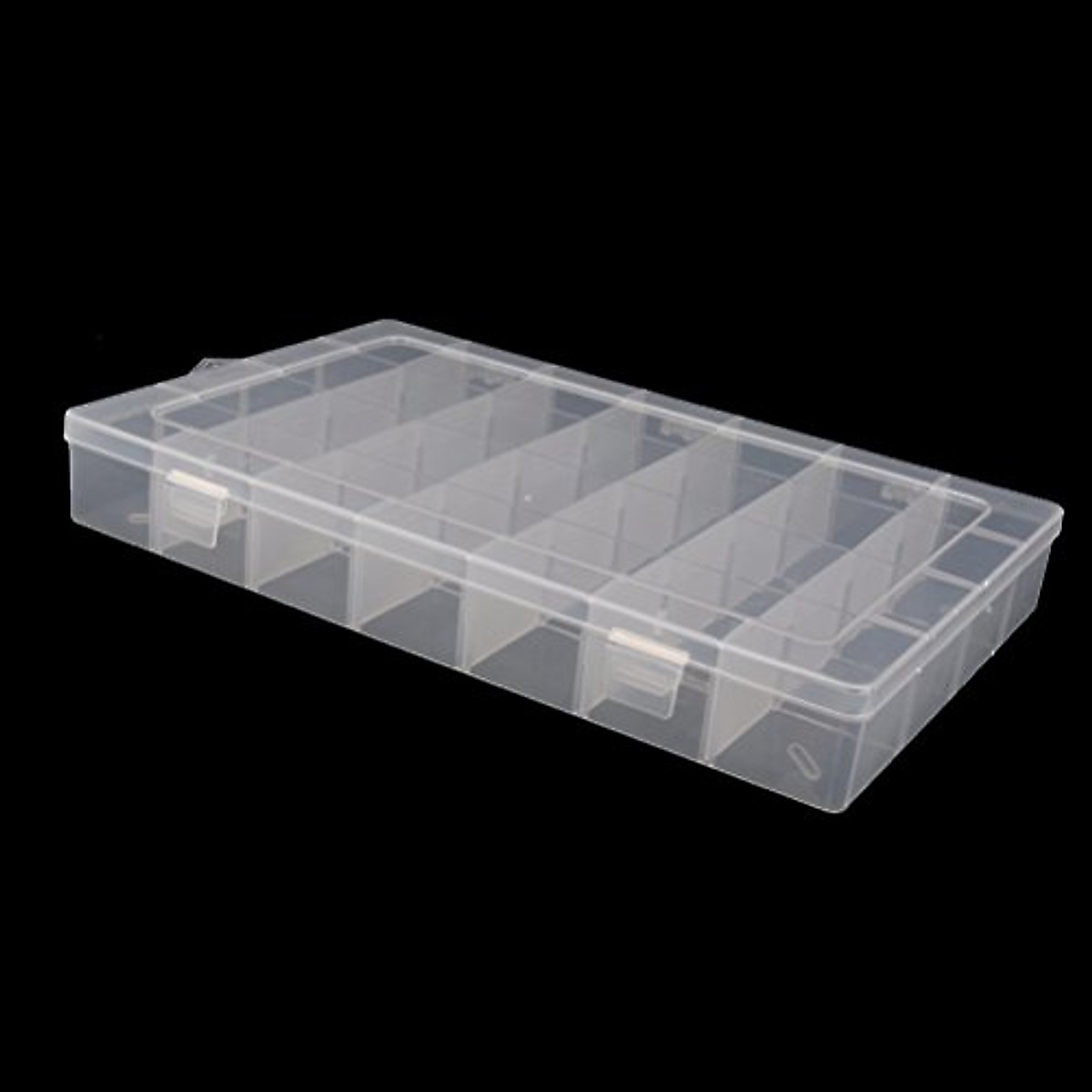 FENICAL Clearn Plastic Jewelry Organizer Box 28-Grid Storage Container Case with Removable Dividers