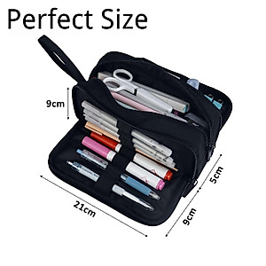 Moyad Large Capacity Pencil Case Big Pen Pouch with Multiple Compartments Pencils Organizer Bag for Adults Office College, Black