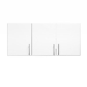Pemberly Row 54" Modern Engineered Wood Wall Cabinet with 3 Doors & 3 Adjustable Shelves, Metal Handles, for Laundry Room, in White Finish