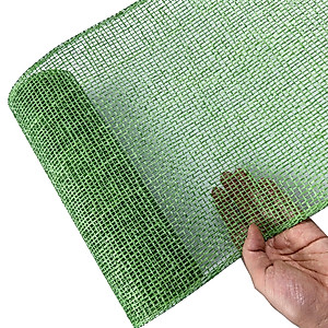 4 Rolls Poly Burlap Mesh 10 inch, Poly Burlap Deco mesh Rolls Green for Christmas Decoration, Wreath Making,DIY Party Wrapping Craft