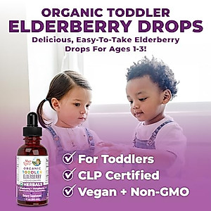 MaryRuth's Toddler Elderberry Syrup | USDA Organic Elderberry | Sugar Free Kids Immune Support Supplement for Ages 1-3 Years | Clean Label Project Verified®, Vegan, Non-GMO, Gluten Free | 1 Fl Oz