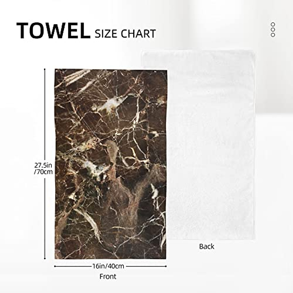 Dark Brown Marble Texture Luxury Hand Towels Set of 2, Super-Absorbent Ultra Soft Bathroom Towel Kitchen Dish Washcloth for Bathroom Kitchen Yoga Gym Decor 27.5x15.7 Inch