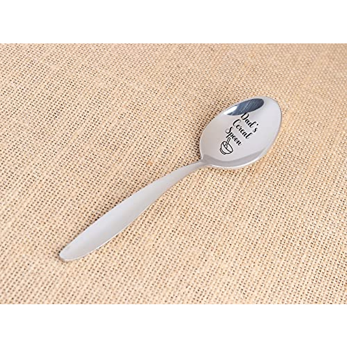 Weefair Gift For Fathers Day Cereal Lover Dad Spoon | Dads Engraved Grandfather Father In Law Birthday Anniversary Christmas Stocking Stuffer Stainless Steel Silverware Size 7 Inch, Silver