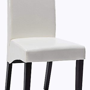 AC Pacific Art Faux Leather Dining Set of 2 with Seat & Back Cushions, Sturdy Legs, Straight Backrest Design and Stylish PU Fabric Upholstery, Kitchen Chair Accent Furniture, Eggshell