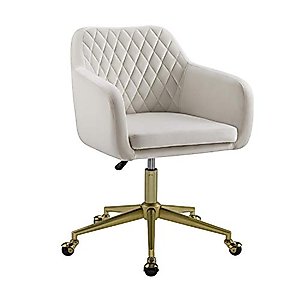 Linon White Quilted Brooklyn Office Chair, Metal