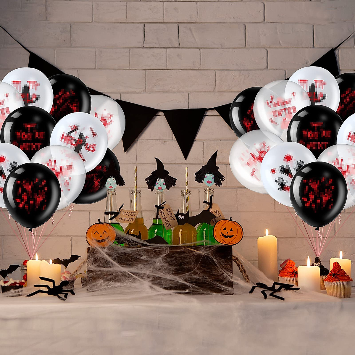 45 Pieces 12 Inch Blood Splatter Balloons, Bloody Handprint Footprint Zombie Latex Balloons Halloween Scary Party Decoration for Halloween Vampire Zombie Scary Haunted House Crime Scene Party Supplies