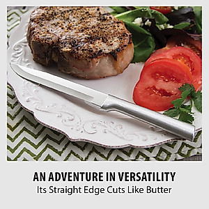 RADA Cutlery Utility Steak Knife – Stainless Steel Blade With Brushed Aluminum Handle Made in USA, 8-5/8 Inches, 6 Pack