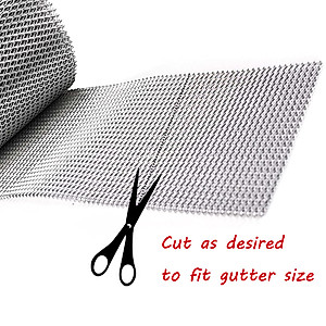 Aluminum Gutter Guard Mesh 5 Inch x 20 Feet with Anti-Scratch Gloves, Roof Gutter Filters Durable Leaf Guards for Gutters Strainer Stop Leaf Blockage Drain Pipe Net Cover (Silver, one Rolls)