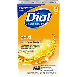 Dial Antibacterial Deodorant Bar Soap, Advanced Clean, Gold, 4 Oz, 32 Bars