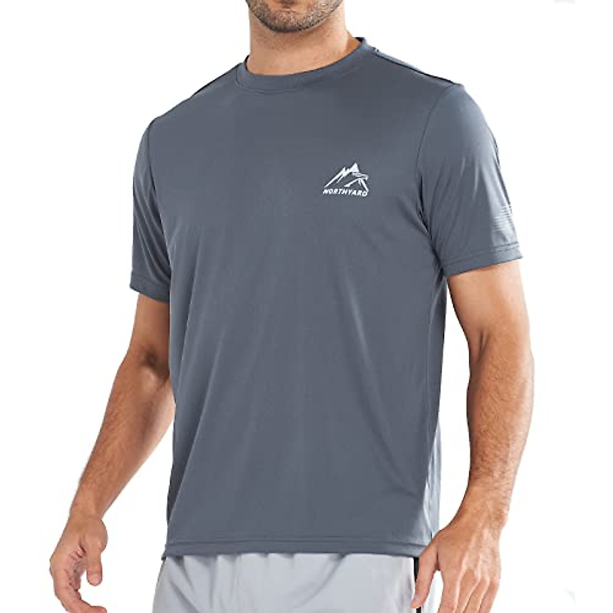 NORTHYARD Men's UPF 50+ UV Sun Protection Shirts SPF Quick Dry Short Sleeve T-Shirts for Hiking Fishing Swim Rash Guard Cloud 2XL