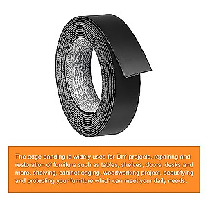 uxcell Edge Banding, 7/8 Inch x 9.84ft Pre-Glued Wood Veneer Edging Iron-on Flexible Edge Banding for Cabinet Repair Furniture Restoration, Matte Black