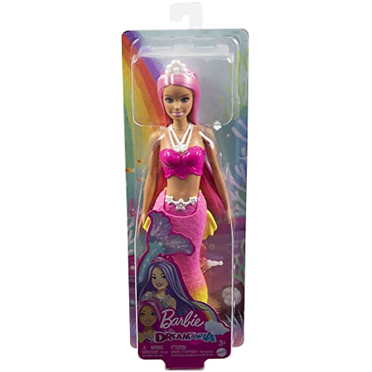 Barbie Dreamtopia Mermaid Doll, Pink Hair, Pink & Yellow Ombre Tail & Tiara Accessory