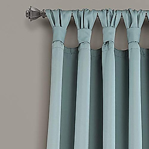 Lush Decor, Blue Insulated Knotted Tab Top Blackout Window Curtain Panel Pair, 84" x 52", 84 in x 52