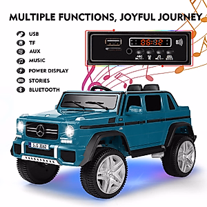 JOYLDIAS Kids Ride On Cars, Licensed Mercedes-Benz Maybach G650S, 12V7A Battery Powered Toy Electric Car for Kids w/2.4G Remote Control, 2 Motors, 3 Speeds, Music, Horn, LED Lights, Peacock Blue