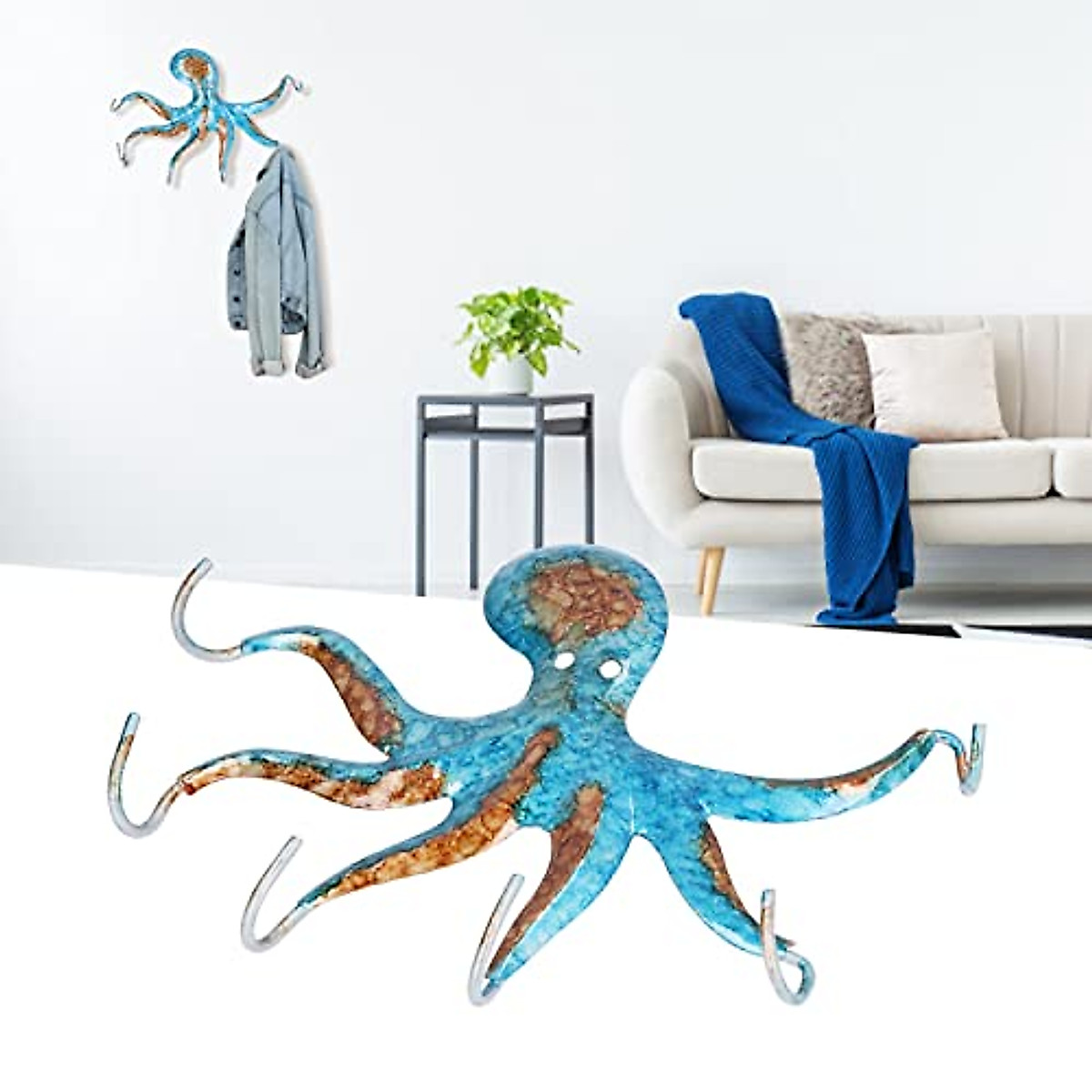 Octopus Key Holder, Unique Shape Iron Octopus Hook,Metal Hooks Wall Mounted Iron Octopus Hook,Space Saving Metal Hooks for Bedroom Bathroom Kitchen, Octopus Key Holder, Unique Shape Iron Octopus
