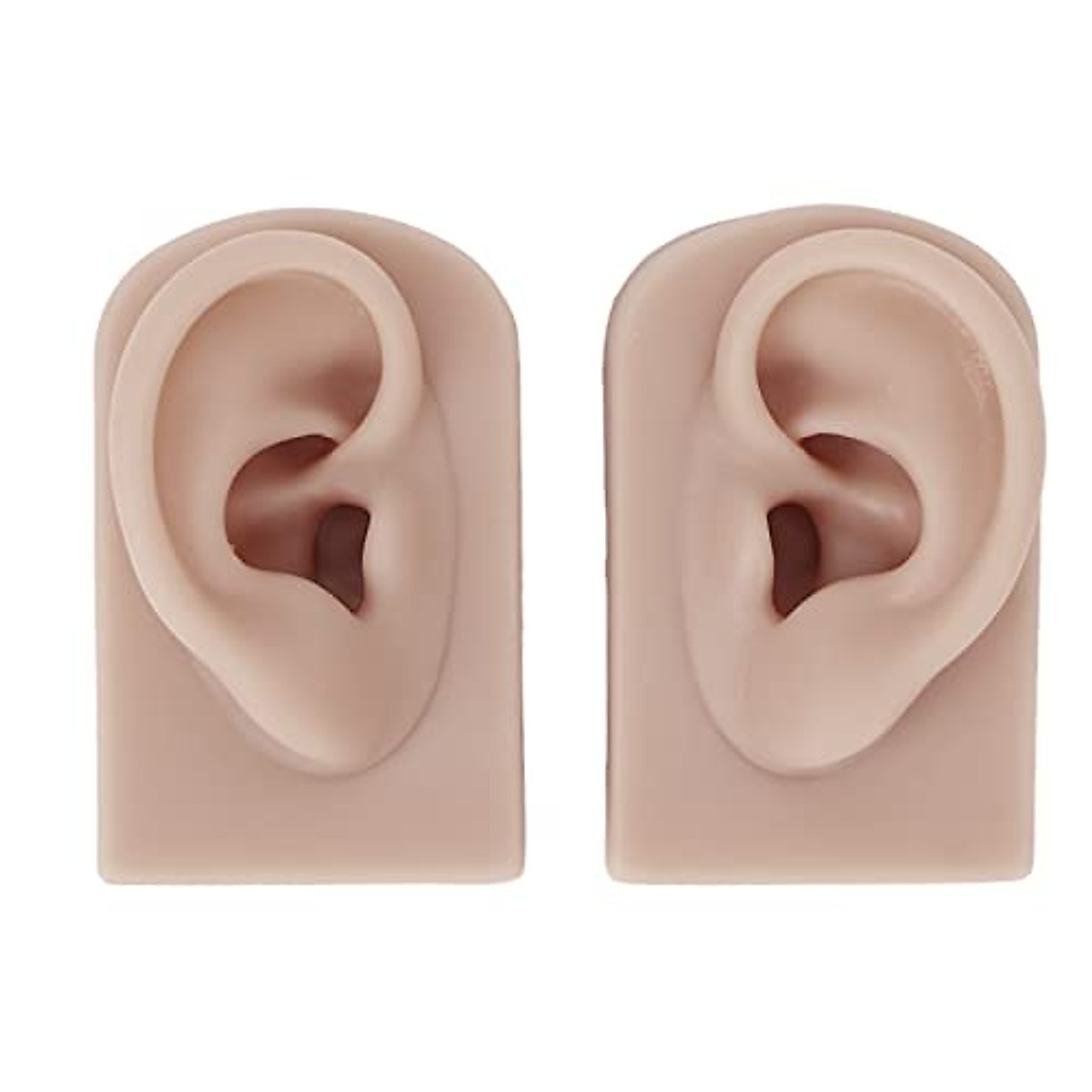Pwshymi Silicone Piercing Model, 1 Pair Reusable Piercing Practice Ear Model Simulated Human Skin Versatile Flexible for Salon for Adults(Dark Skin Colour)
