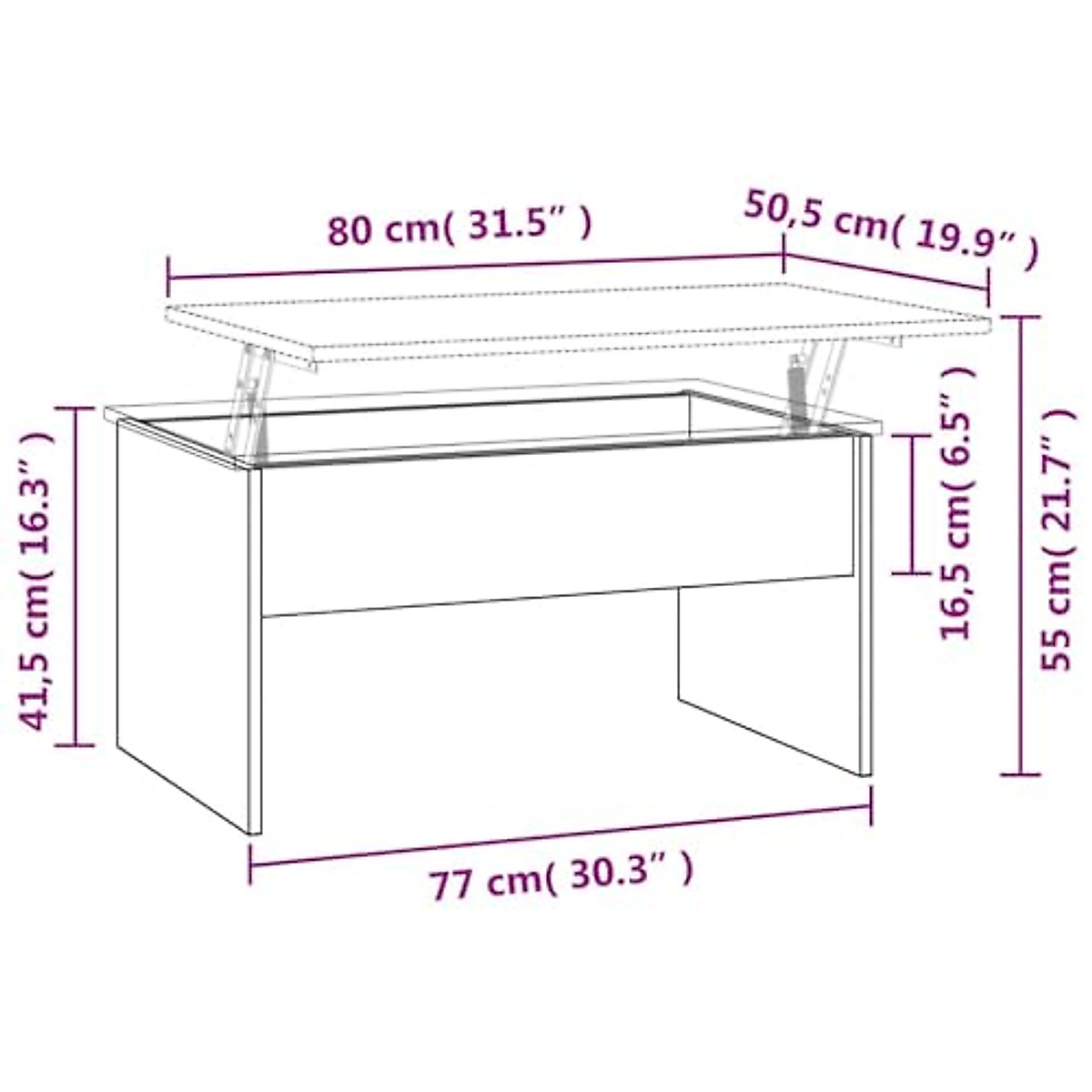 QJBSAVVA Coffee Table Gray Sonoma 31.5"x19.9"x16.3" Engineered Wood,Nightstand Industrial Tables Side Tables Sofa Table Suitable for Meeting Rooms, Reception Rooms, Offices