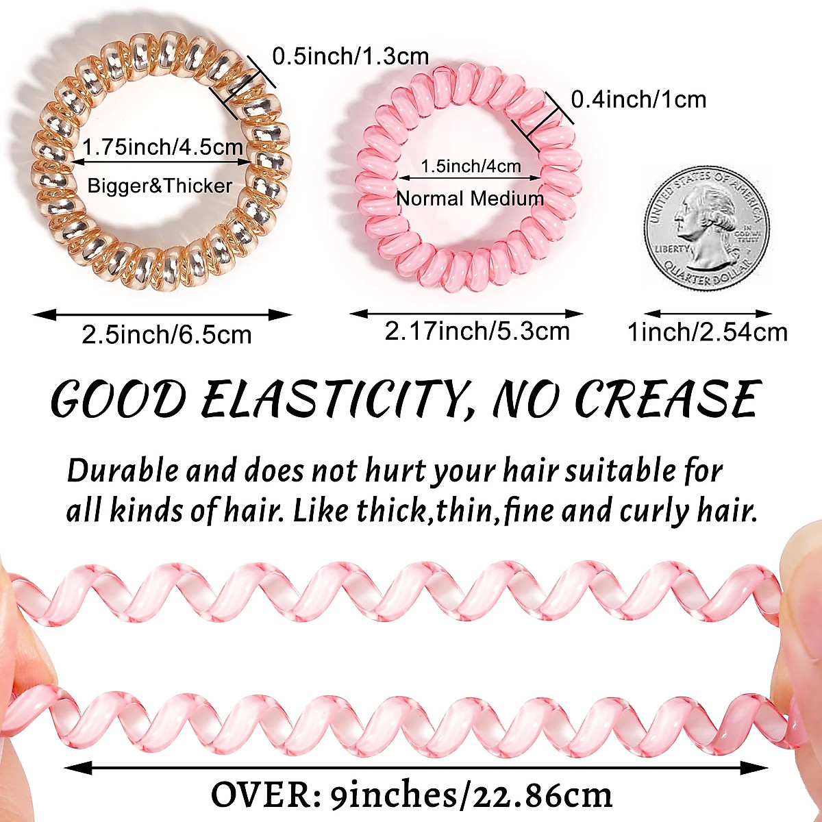 DealEachDay 32Pcs Spiral Hair Ties,No Crease Coil Hair Ties,Phone Cord Hair Elastics Coils,Candy Colors Spiral Bracelets Ponytail Holders Hair Accessories for Women Girls