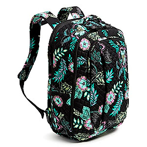 Vera Bradley Women's Cotton Large Travel Backpack Travel Bag, Island Garden - Recycled Cotton, One Size