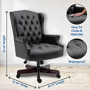 Halter Executive Office Swivel Chair Height Adjustable Reclining Ergonomic Cushioned Seat and Backrest, Head and Arm Support, Caster Wheels, PU Leather, 1 Pack Olive Green