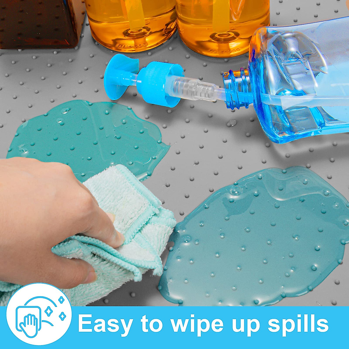 Dirza Under Sink Mat for Kitchen Waterproof 34" x 22" Flexible Silicone Under Sink Tray For Drips, Leaks, Spills,1" Height Hold up to 3.3 Gallons of Water Gray